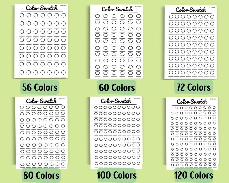 Color Swatch Chart Template: Art Supplies Organizer (printable PDF) - Etsy