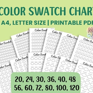 Printable Color Swatch Chart Template: Art Supplies Organizer (PDF) - Etsy