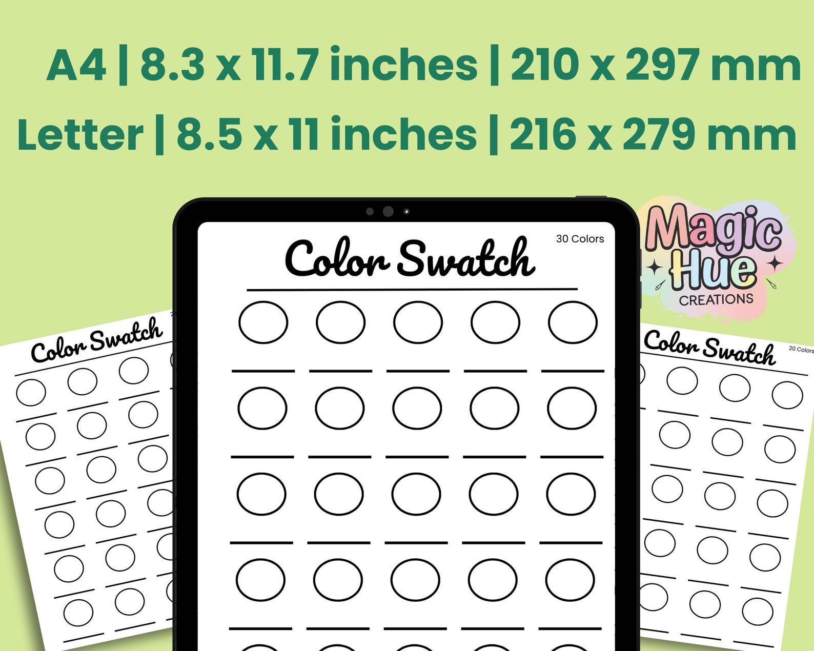 Color Swatch Chart Template: Art Supplies Organizer (printable PDF) - Etsy