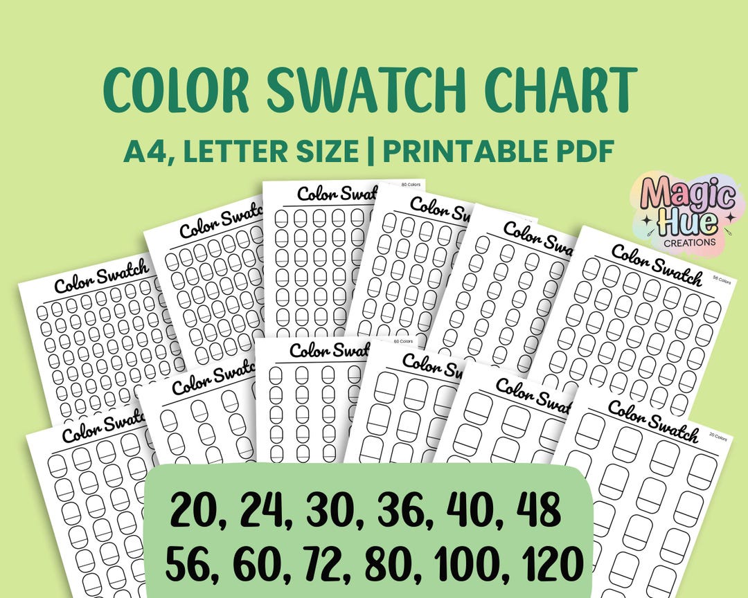 Printable Color Swatch Chart: Art Supply Organizer (PDF Template) - Etsy