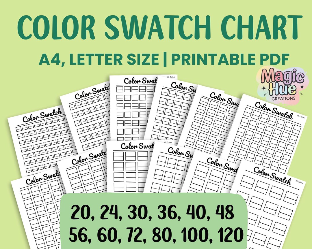 Printable Color Swatch Chart: Art Supply Organizer (PDF Template) - Etsy