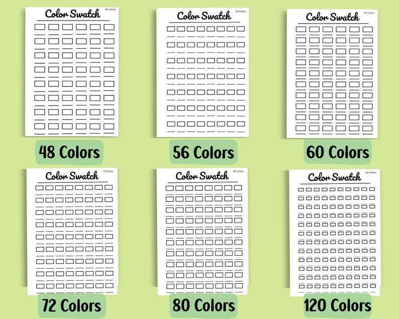 Blank Color Swatch Chart | Printable Digital PDF Template | Color ...