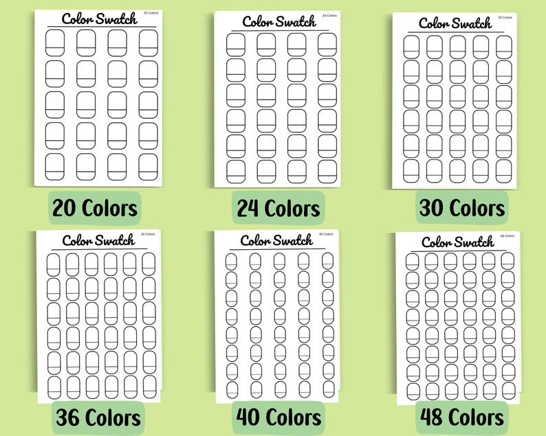 Printable Color Swatch Chart: Art Supply Organizer (PDF Template) - Etsy