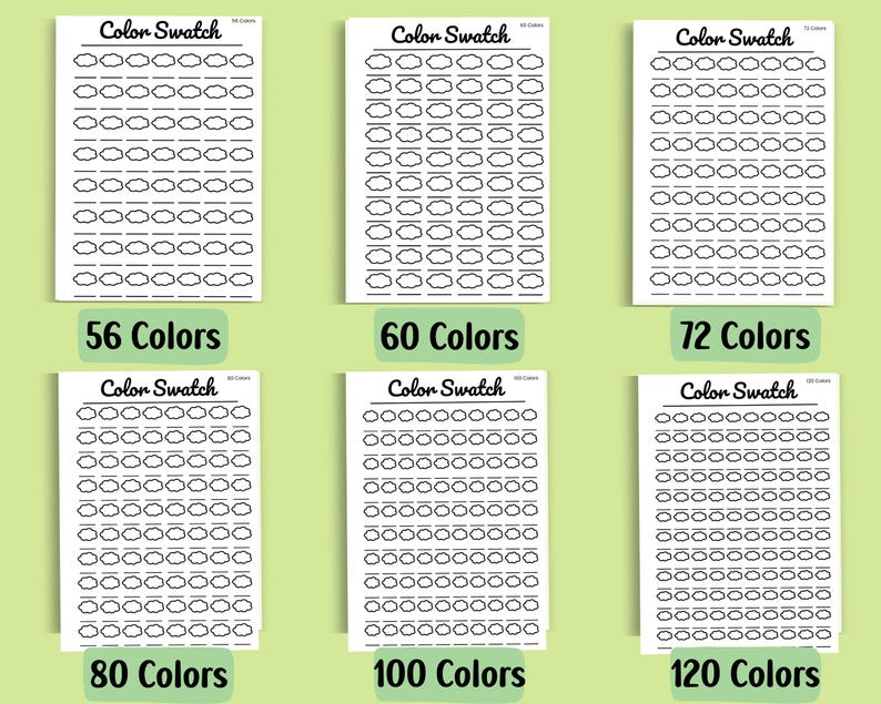 Printable Color Swatch Chart Template: Art Supplies Organizer (PDF) - Etsy