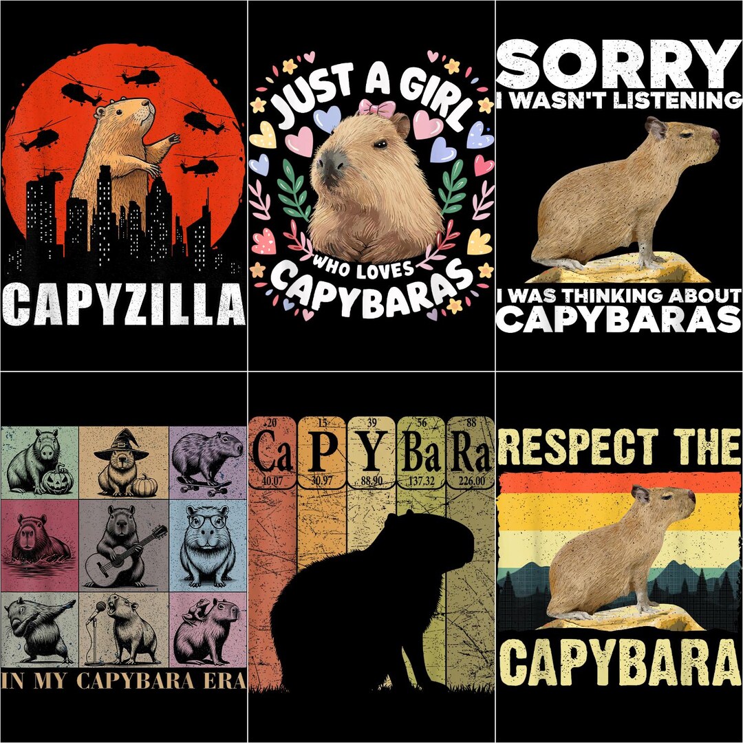 Capybara PNG Bundle, Funny Capybara Digital File, Cute Capybara Lover Sublimation Design for T ...