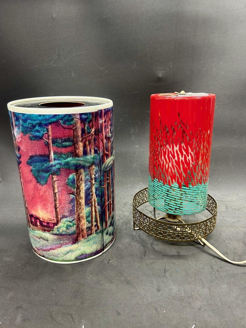 Vintage L.A. Goodman Motion Lamp – Campers, Cabin, Deer, Waterfall ...