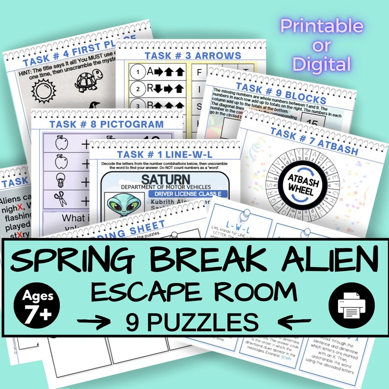 Printable Alien Escape Room for Kids Spring Break Birthday Party Games ...