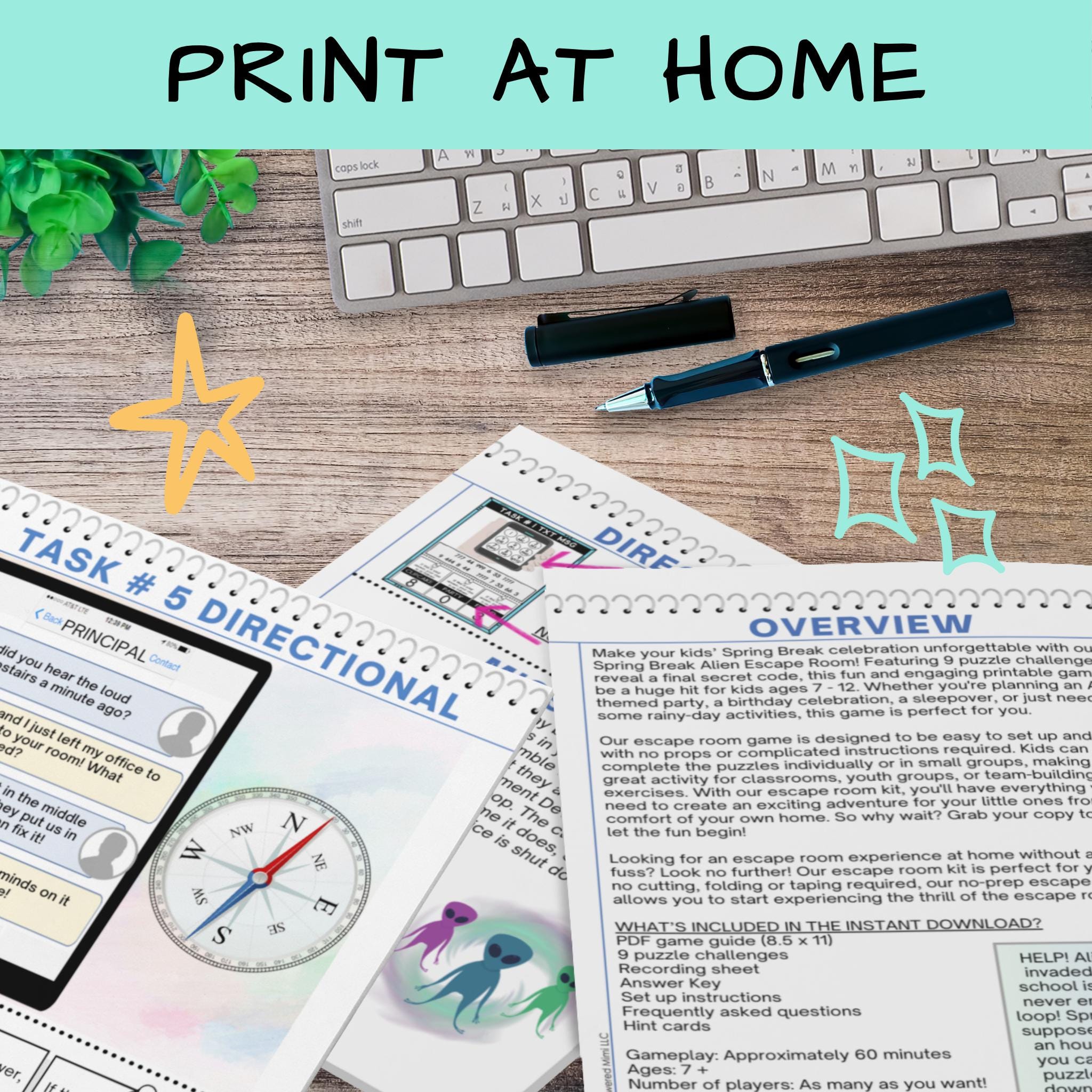 Printable Alien Escape Room for Kids Spring Break Birthday Party Games ...