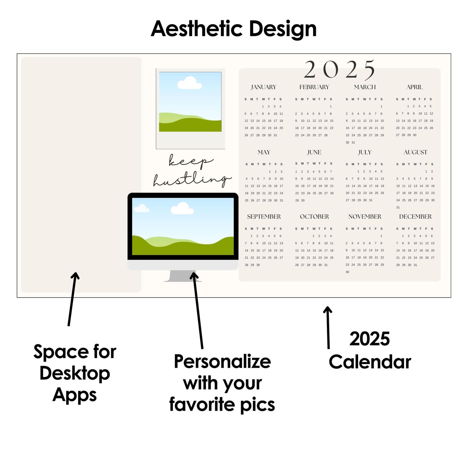 2025 Custom Calendar Wallpaper Laptop Desktop Photo Calendar Download ...