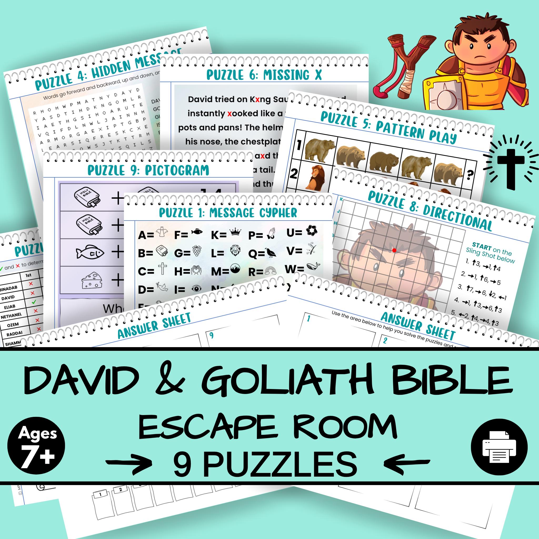 David and Goliath Bible Escape Room for Kids Sunday School Vacation ...