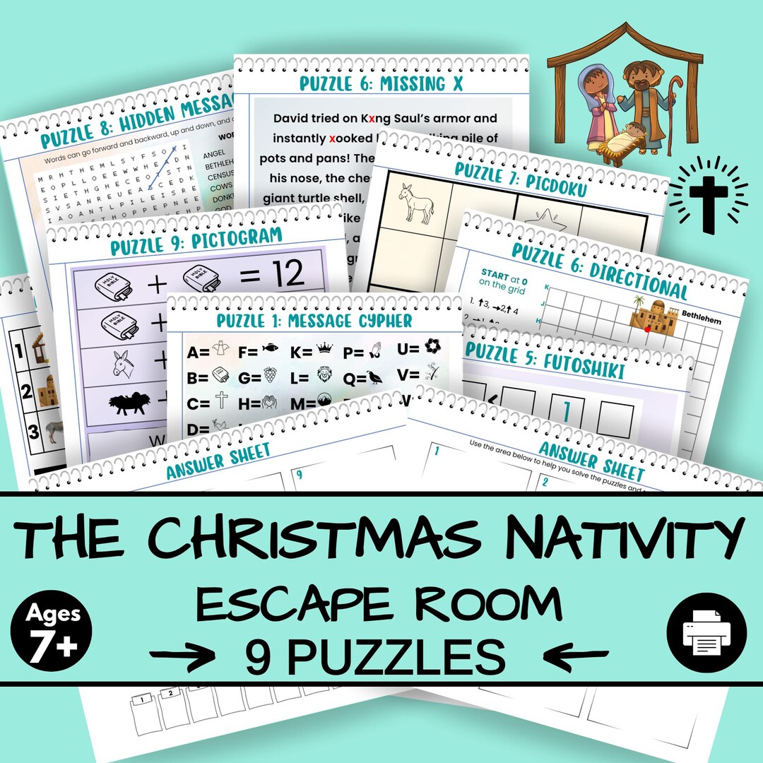 Christmas Story Nativity Bible Escape Room for Kids Baby Jesus Sunday ...