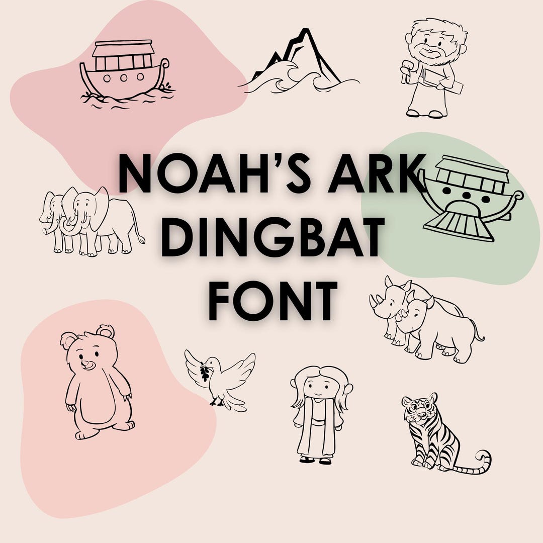 Noahs Ark Dingbat Font Biblical Elements Christian Icons VBS Homeschool ...