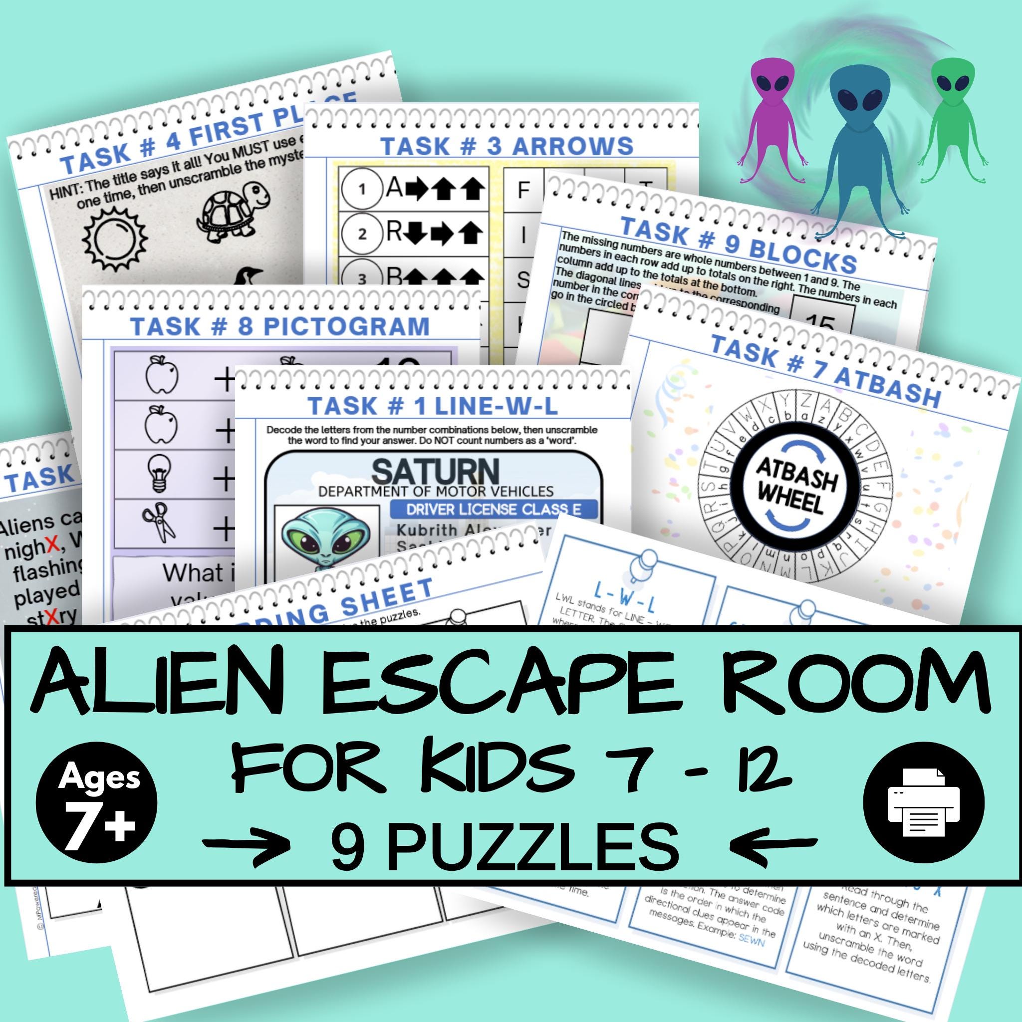 Printable Alien Escape Room for Kids Spring Break Birthday Party Games ...