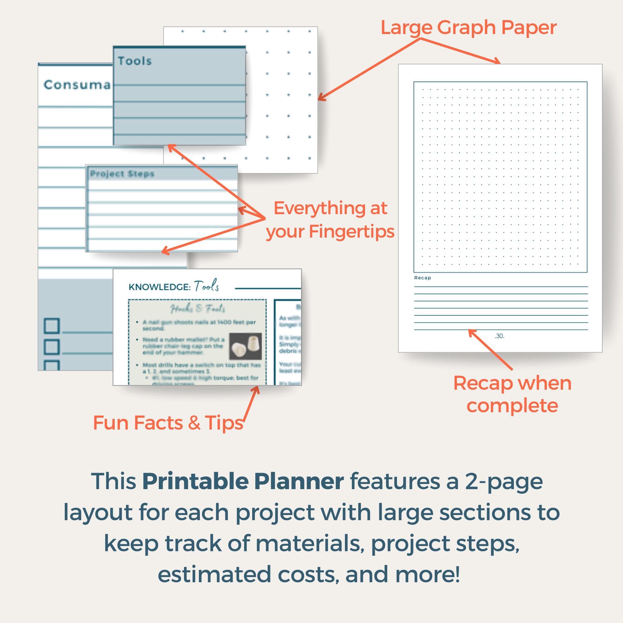 Printable or Digital DIY Planner Beginner Woodworker Project Plan Guide ...