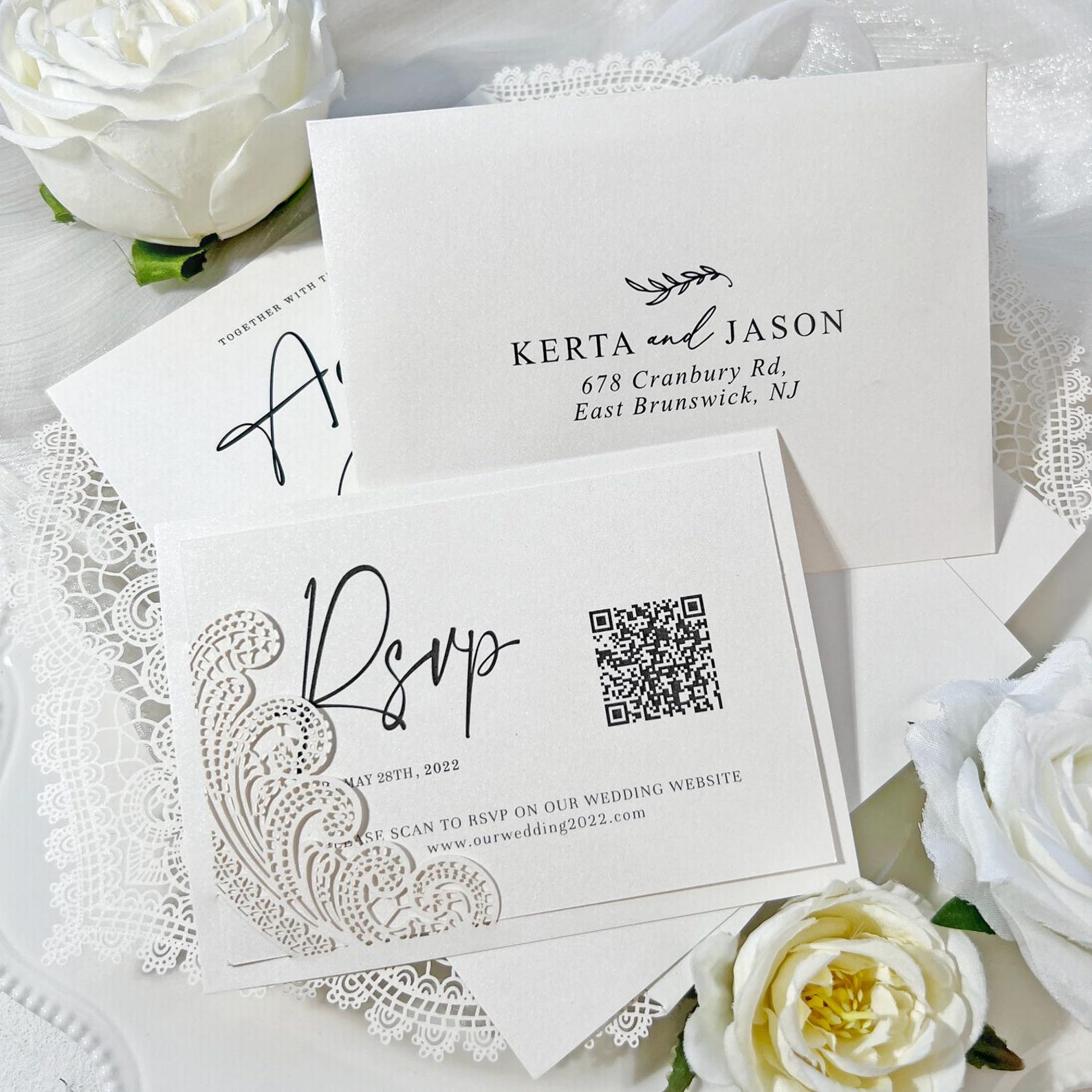 Pearl Lace Wedding Invitations: Laser Cut Elegant Invites - Etsy