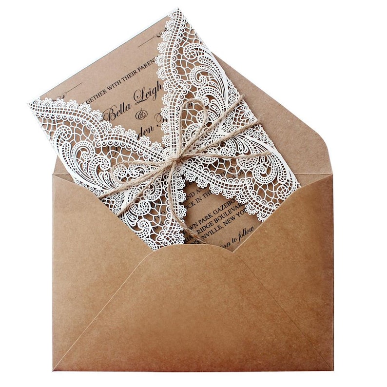 Rustic Wedding Invitations Customized Kraft Invitation Cards - Etsy