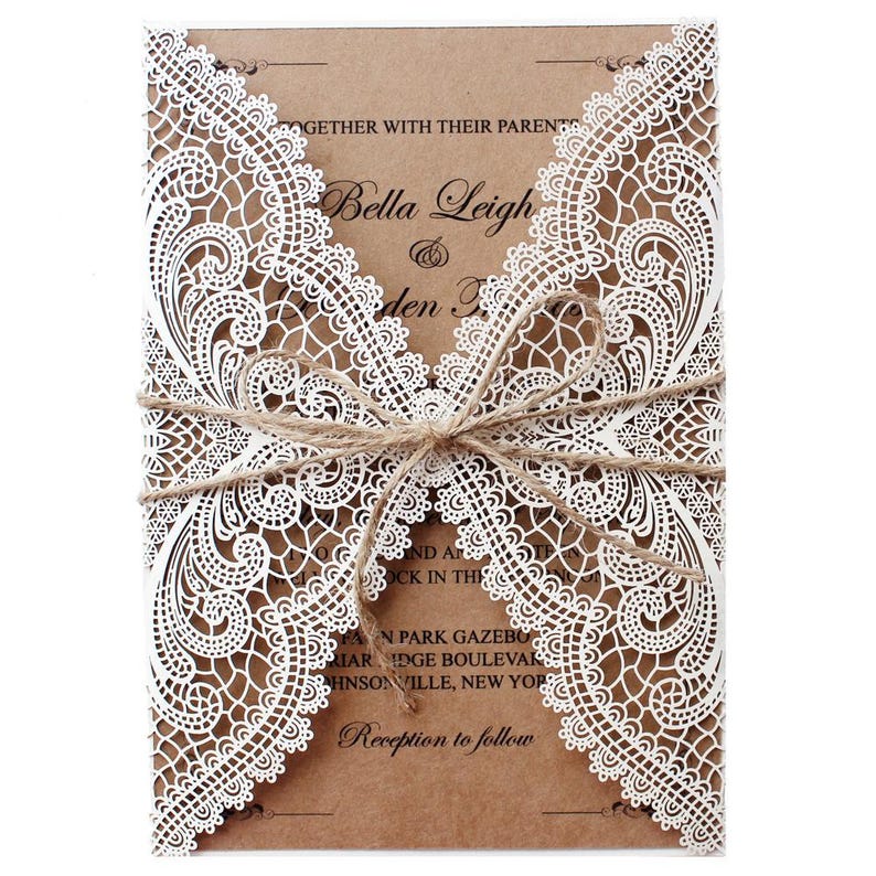 Rustic Wedding Invitations Customized Kraft Invitation Cards - Etsy