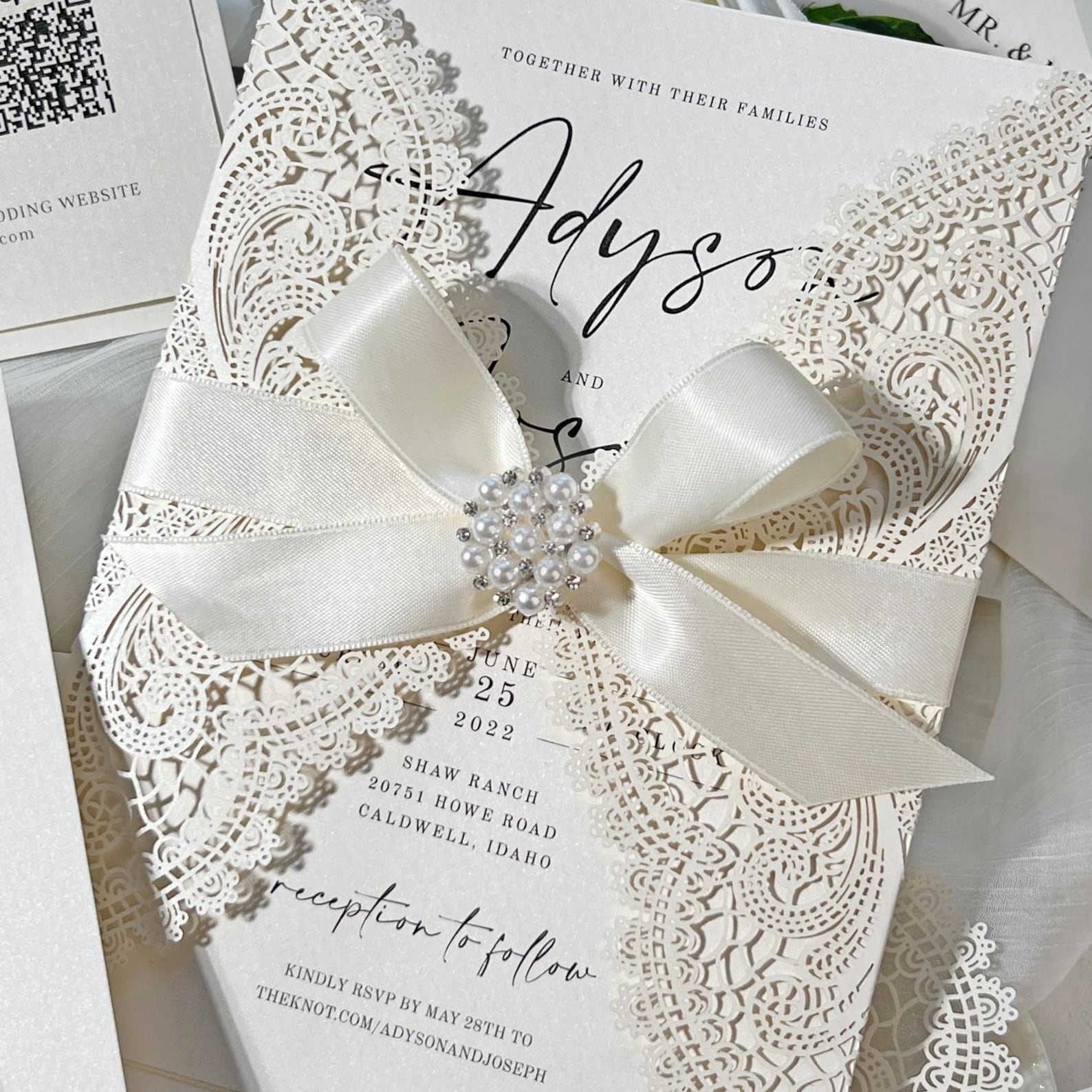 Pearl Lace Wedding Invitations: Laser Cut Elegant Invites - Etsy