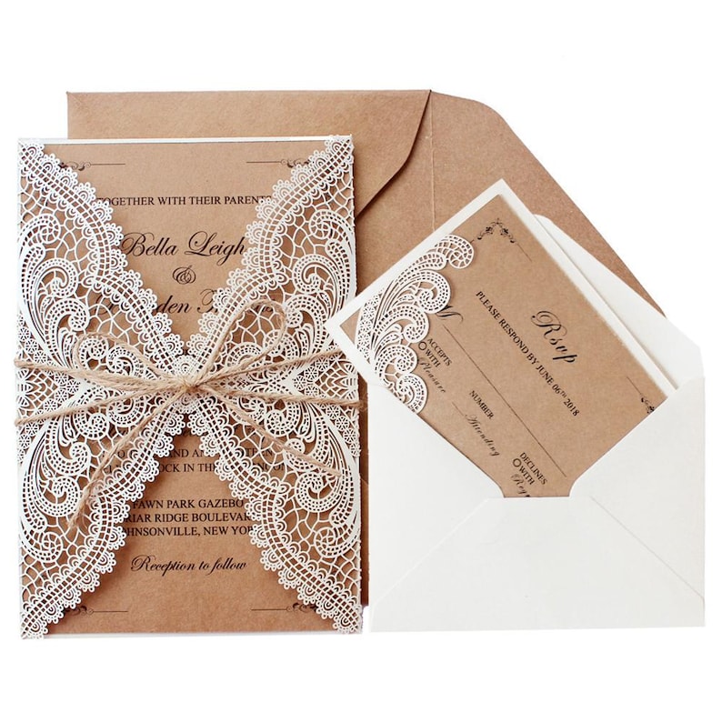 Rustic Wedding Invitations Customized Kraft Invitation Cards - Etsy