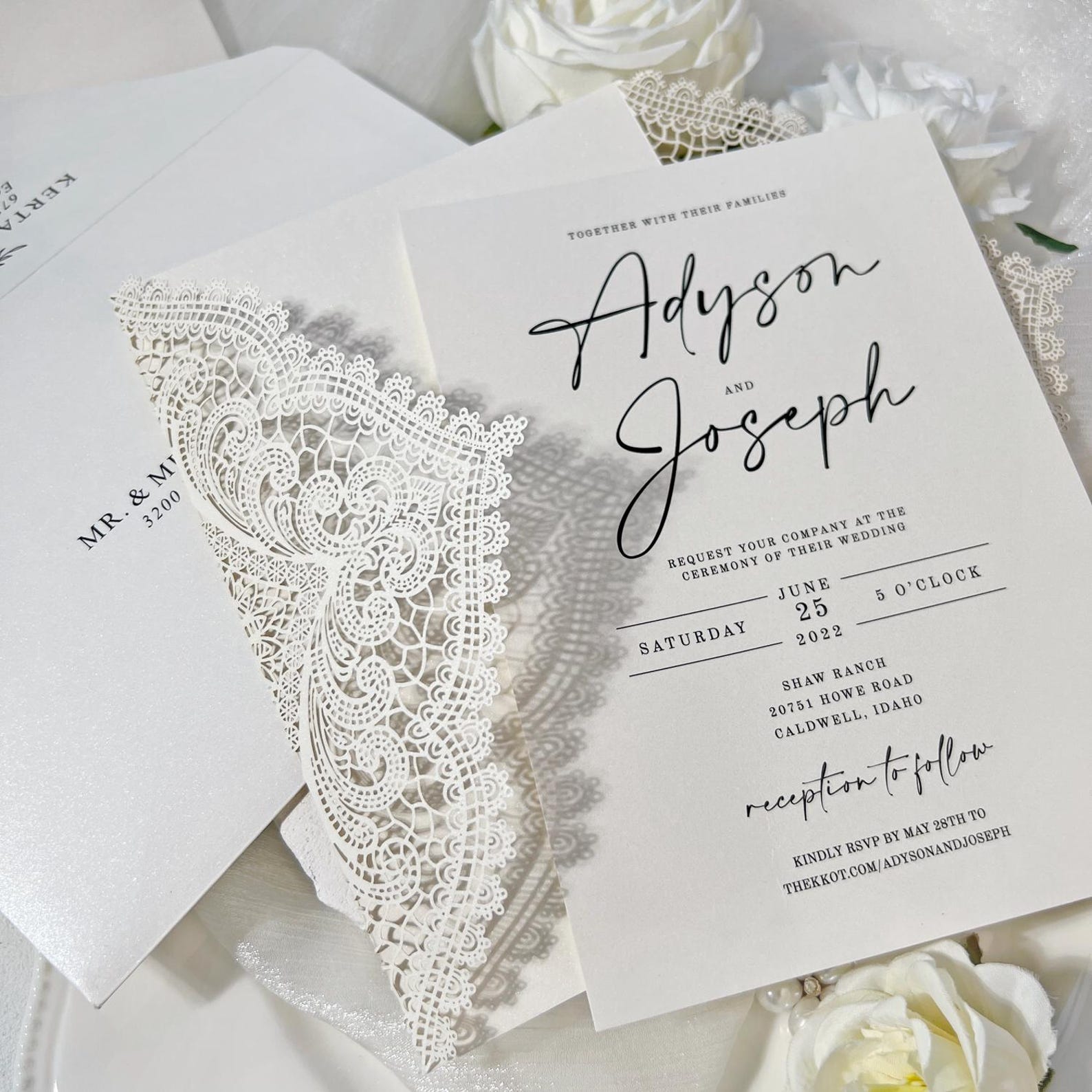 Pearl Lace Wedding Invitations: Laser Cut Elegant Invites - Etsy