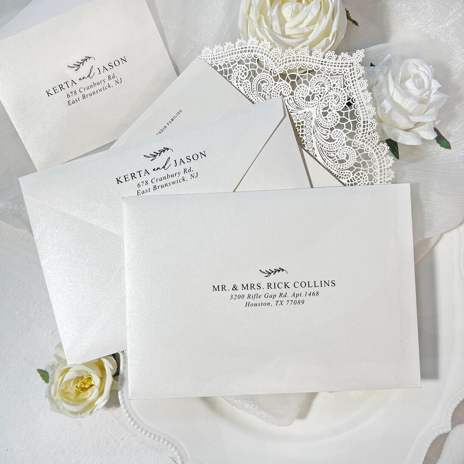 Pearl Lace Wedding Invitations: Laser Cut Elegant Invites - Etsy