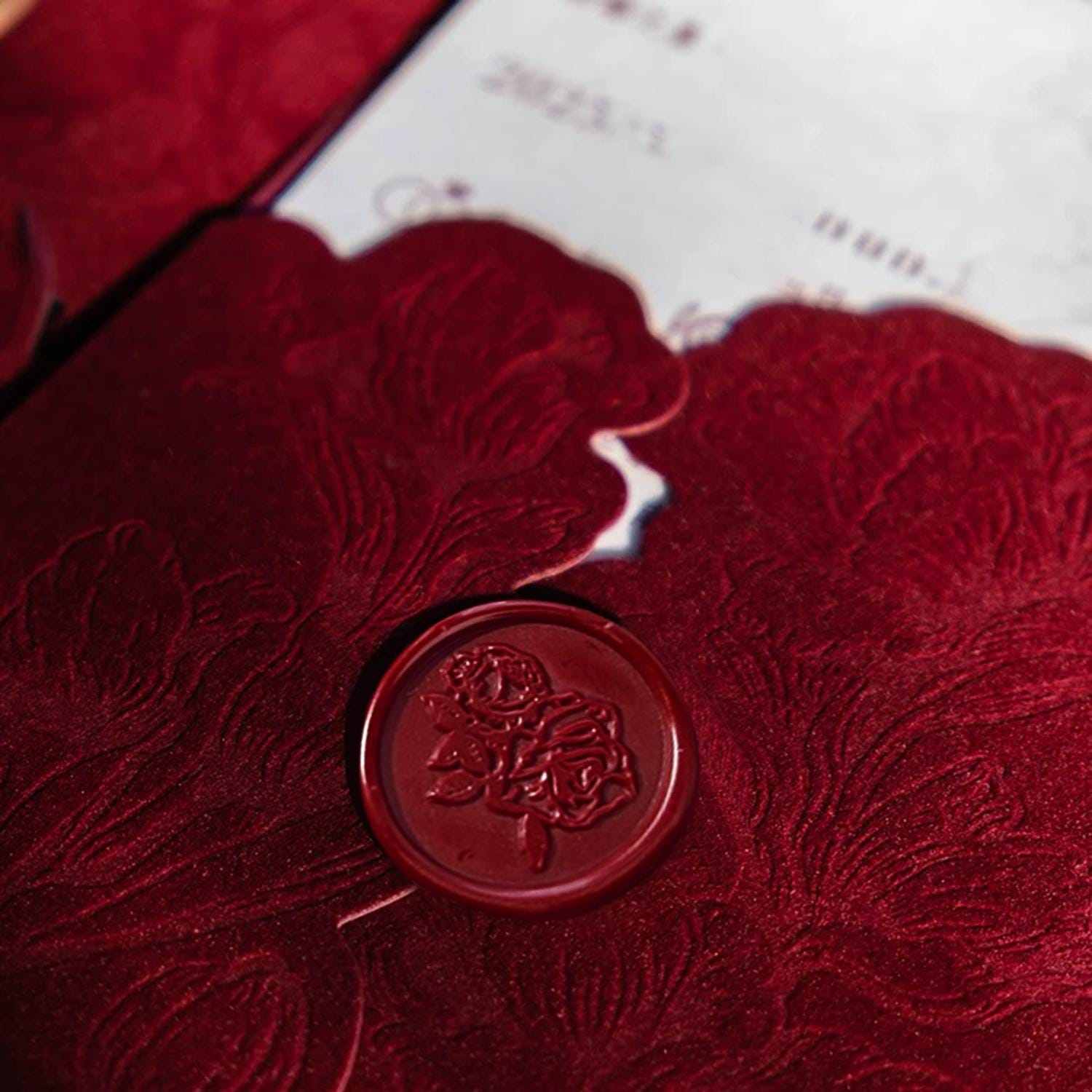 Burgundy Velvet Wedding Invitations: Elegant Velvet Covers, QR Code ...
