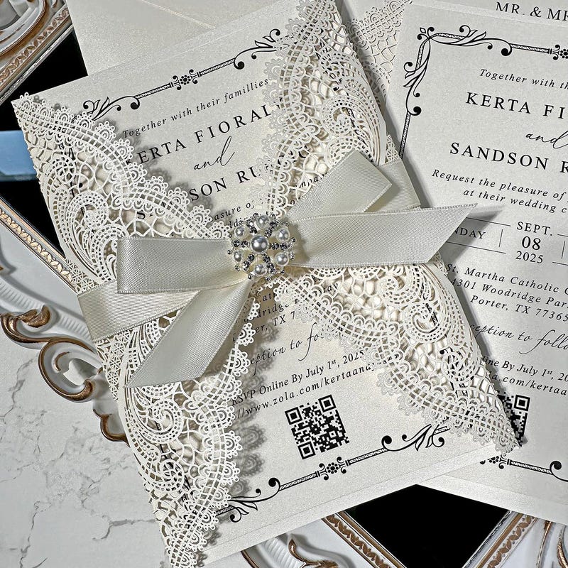 Lace Wedding Invitations - Etsy