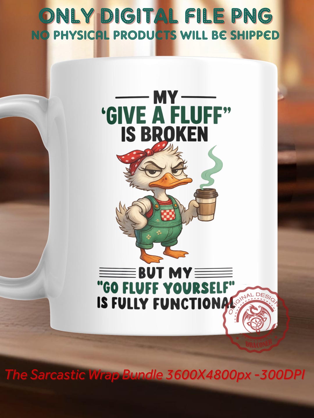 Funny Duck Mug PNG | Sarcastic "give a Fluff" Quote | Grumpy Duck Mug ...