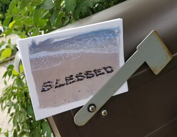 Blessed Beach Theme Cards Spiritual Cards Word Art | Etsy