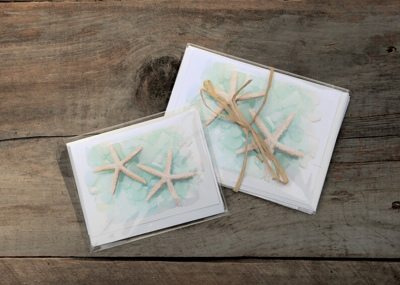 Starfish Cards- Seaglass Note Card, Coastal Art, Unique Beach Theme ...