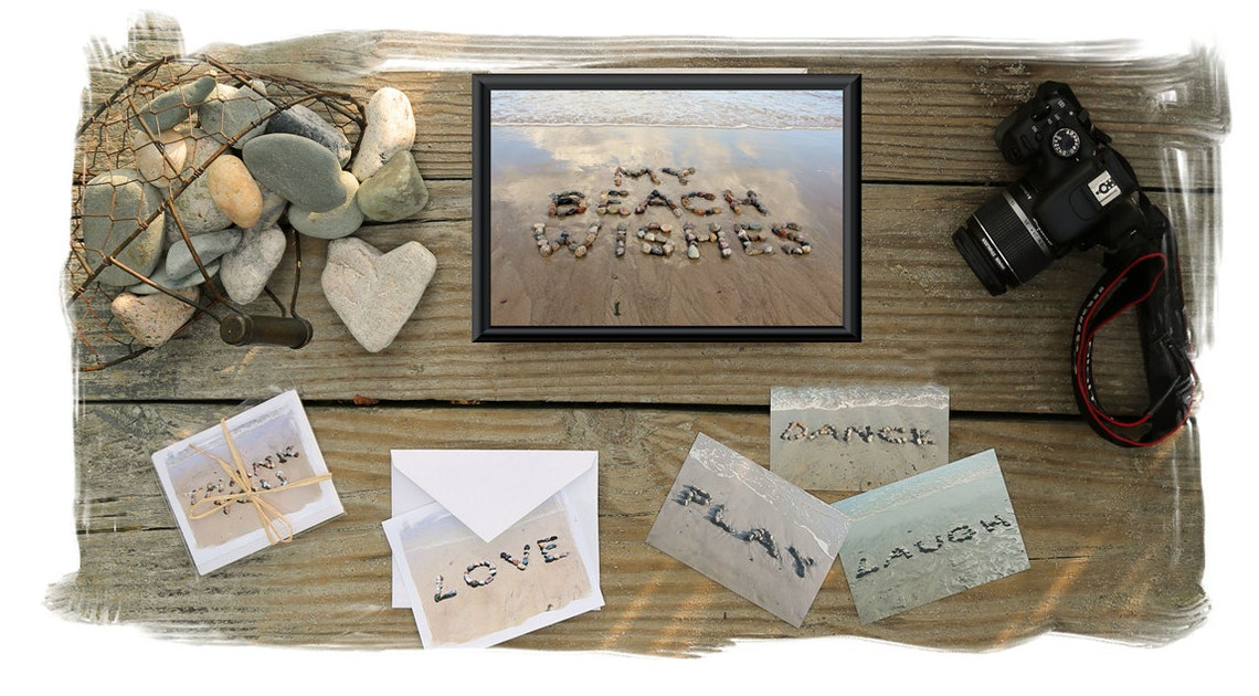 Beach Word Photo Art- Blessed, Beach Stones, Calming Beach Decor, Beach ...