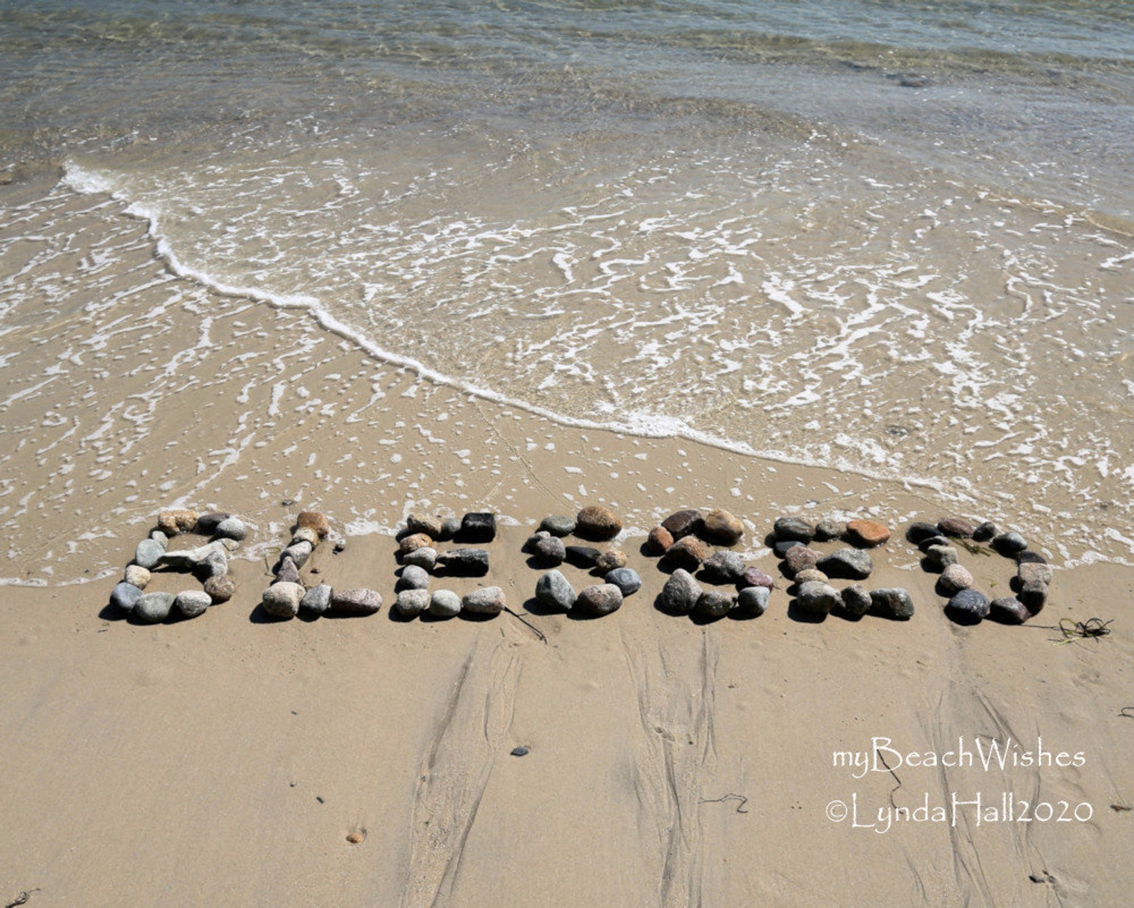 Beach Word Photo Art Blessed Beach Stones Calming Beach - Etsy