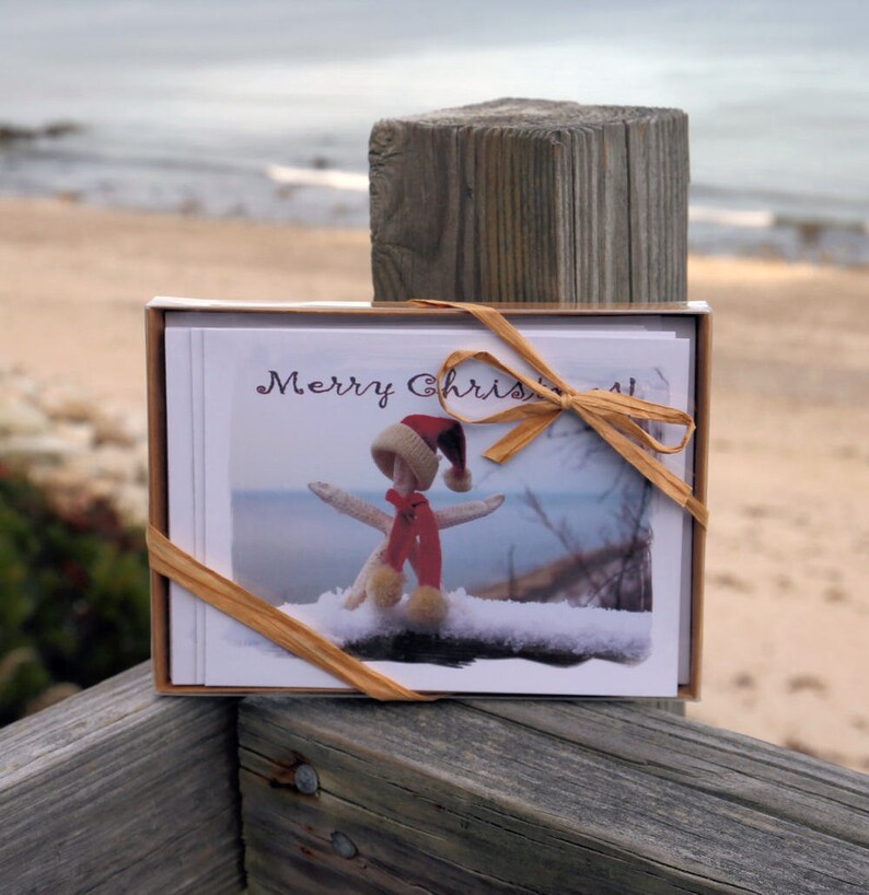 Beach Themed Christmas Cards- Set of 8 or 3 Santa Starfish Cards ...