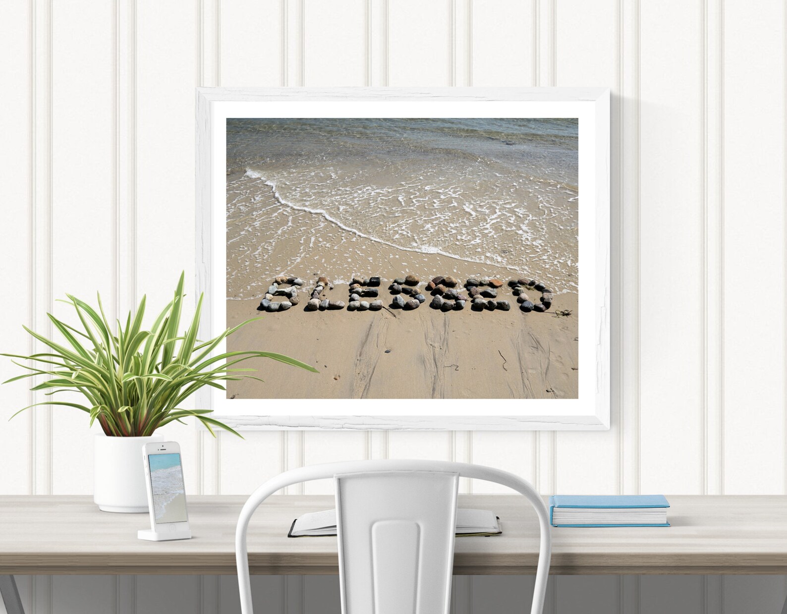 Beach Word Photo Art Blessed Beach Stones Calming Beach - Etsy