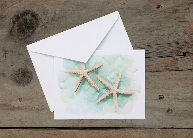 Starfish Cards Seaglass Note Card Coastal Art Unique Beach - Etsy