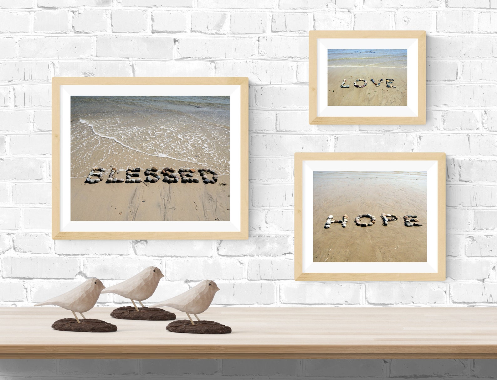 Beach Word Photo Art Blessed Beach Stones Calming Beach - Etsy