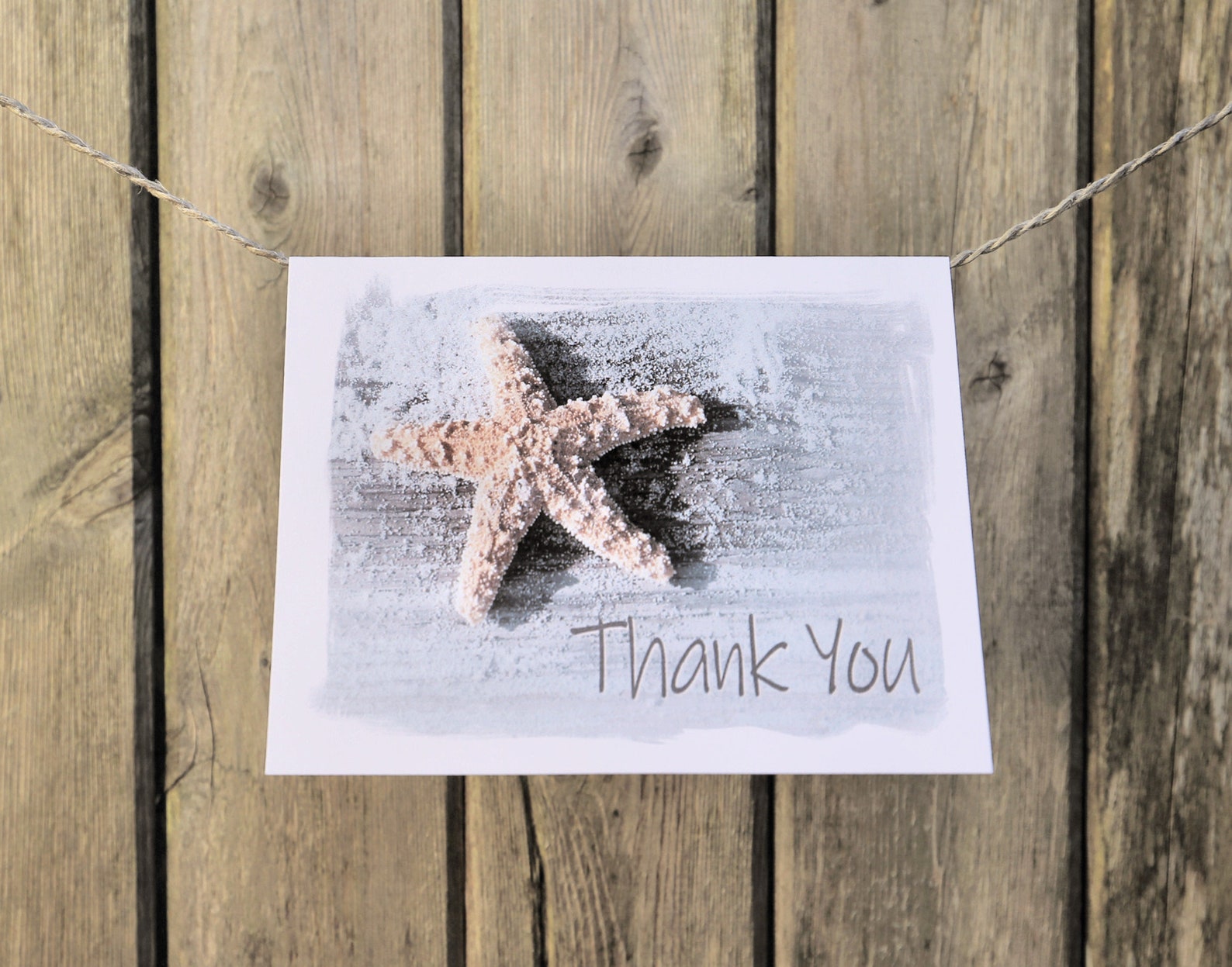 Starfish Thank You Card Set- Beach Theme Coastal Note Cards With Sea ...