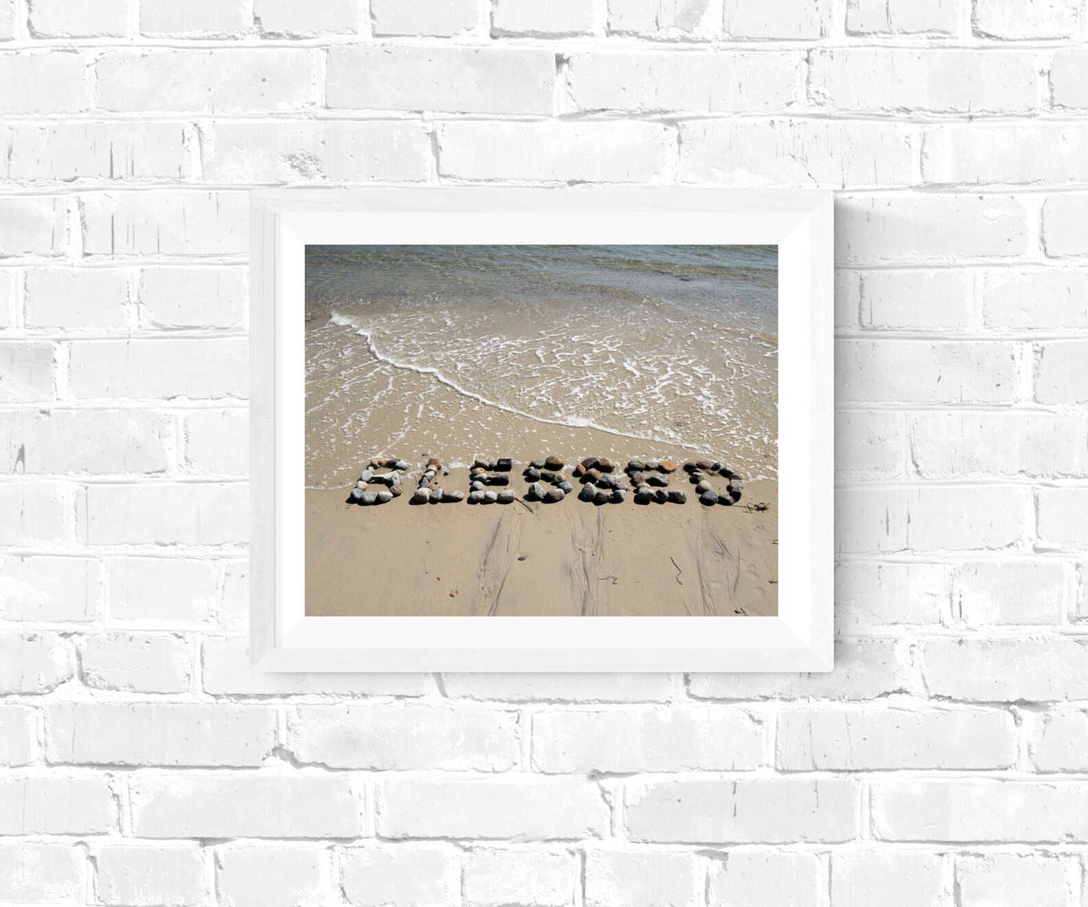 Beach Word Photo Art Blessed Beach Stones Calming Beach - Etsy