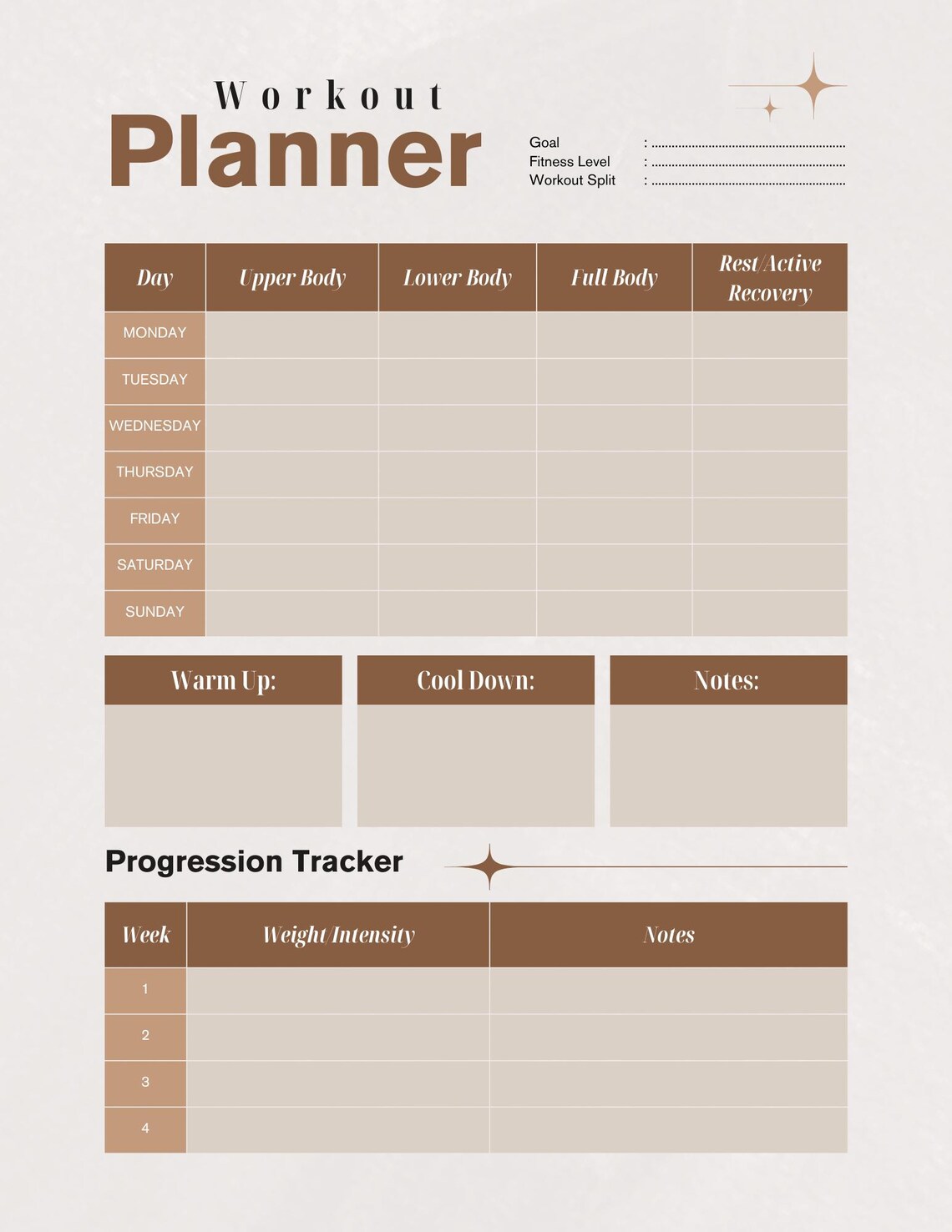 Printable Workout Planner, Digital Download, Editable, Printable PDF ...