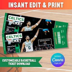 Printable Custom Basketball Tickets, Editable Sports Ticket Design, NBA ...