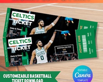 Printable Custom Basketball Tickets, Editable Sports Ticket Design, NBA ...