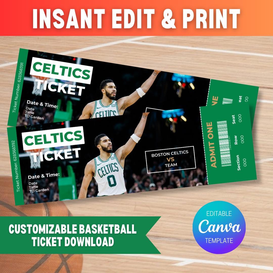 Printable Custom Basketball Tickets, Editable Sports Ticket Design, NBA ...