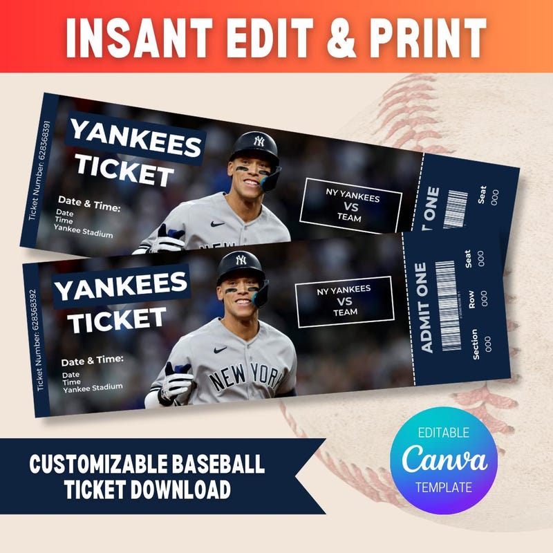 Printable Mlb Tickets - Etsy