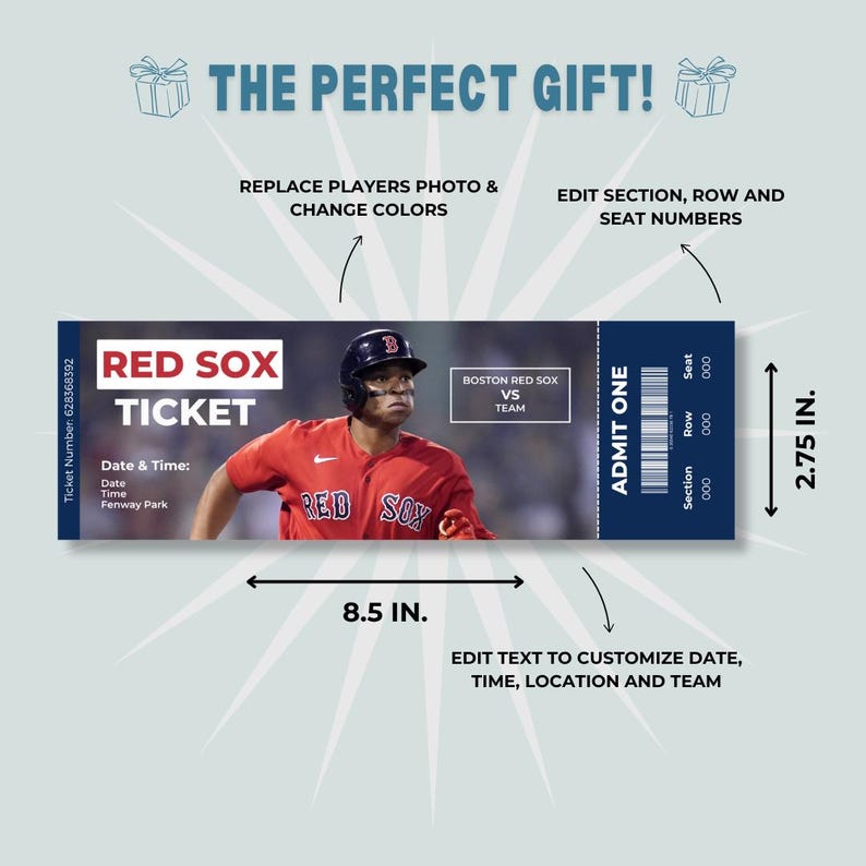 Printable Custom Baseball Tickets, Editable Sports Ticket Design, MLB ...