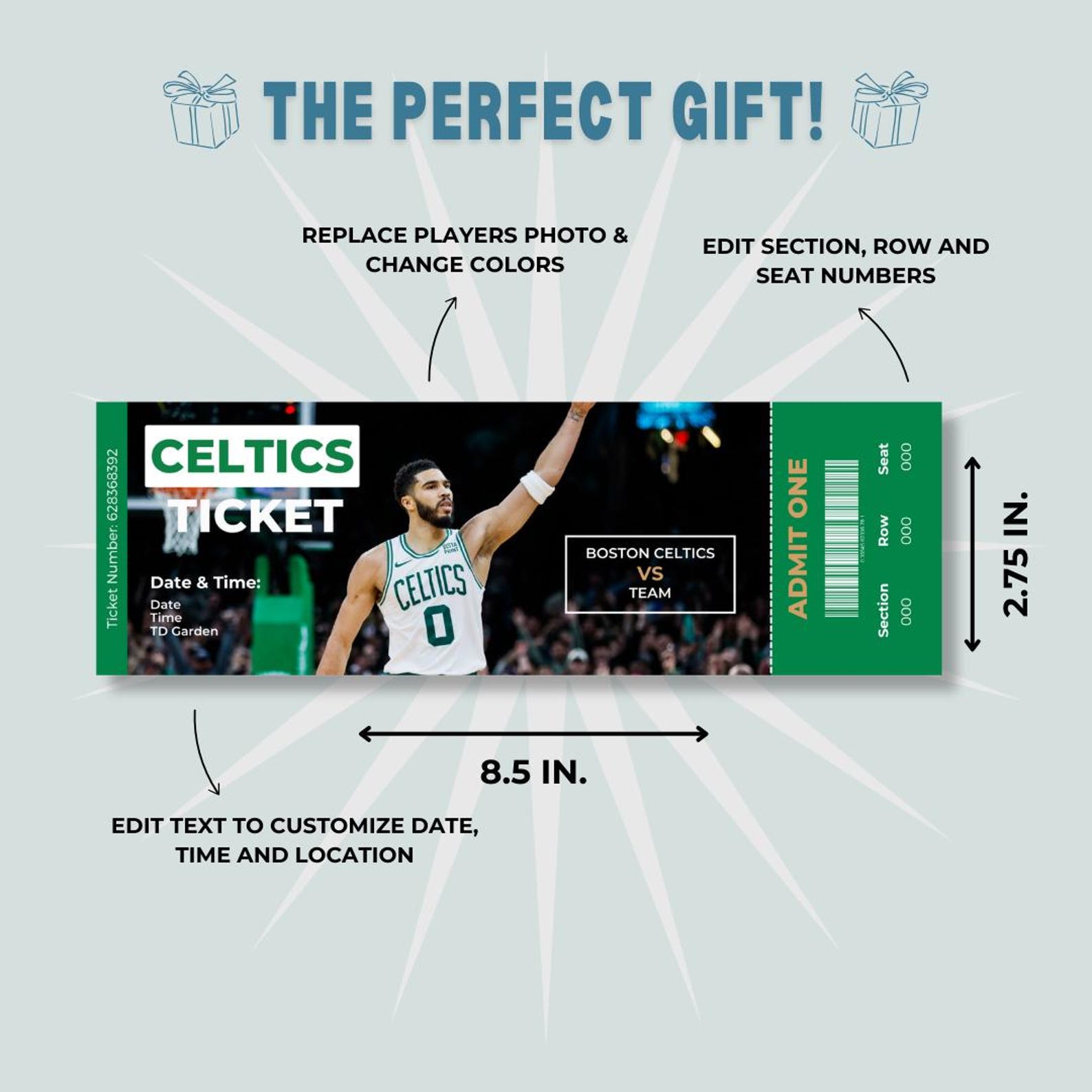 Printable Custom Basketball Tickets, Editable Sports Ticket Design, NBA ...