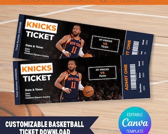 Printable Custom Basketball Tickets, Editable Sports Ticket Design, NBA ...