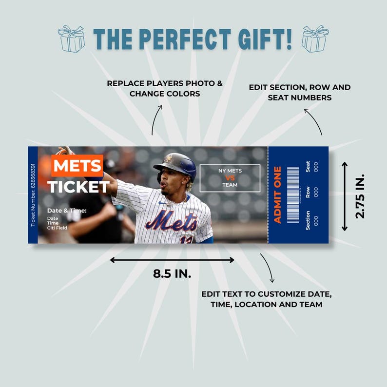 Printable Custom Baseball Tickets, Editable Sports Ticket Design, MLB ...