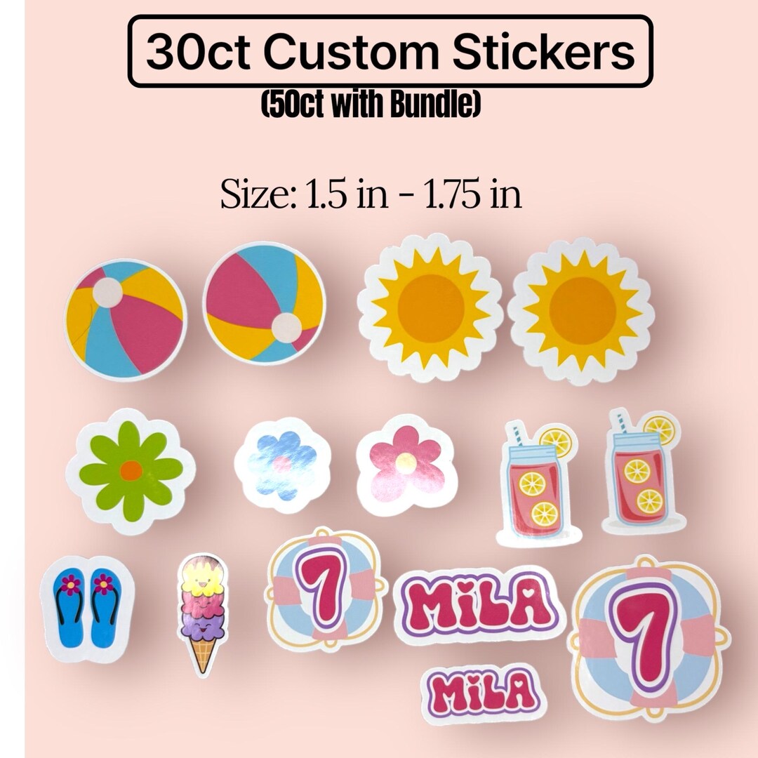 Custom Pool Party Stickers & Table Confetti | Summer Birthday Decor ...