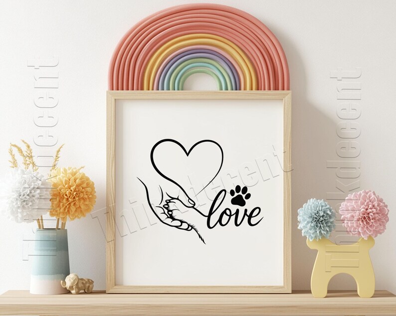 Dog Paw Hand Heart Svg, Paw and Human Hand Print, Dog Paw Shirt, Pet ...