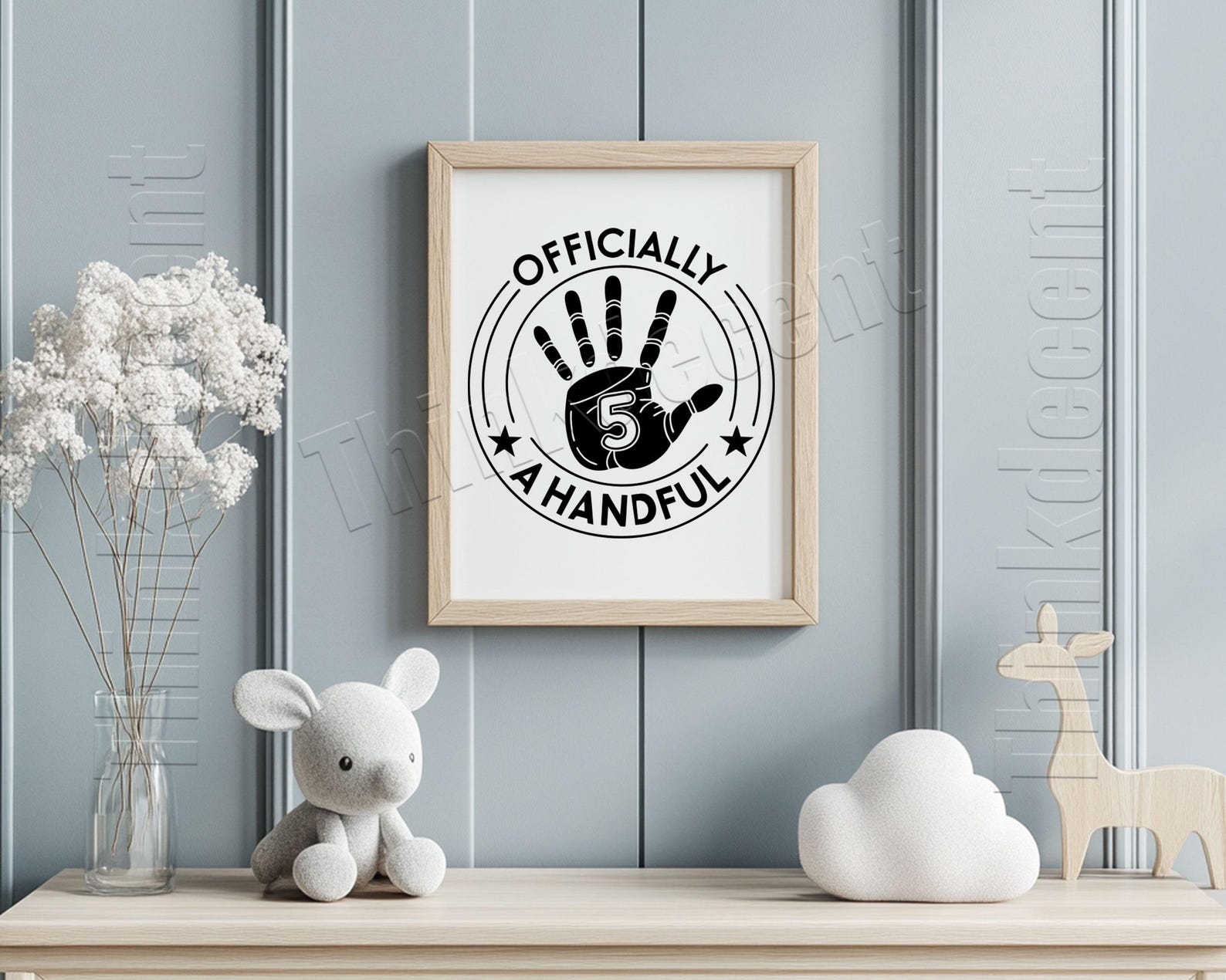 Officially a Handful Svg, 5th Birthday Svg, Fifth Birthday, Handful Svg ...